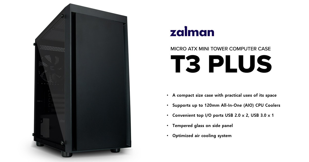 ZALMAN社製、強化ガラスサイドパネルを搭載したミニタワー型PCケース「T3 PLUS」を発表 | 株式会社アスク